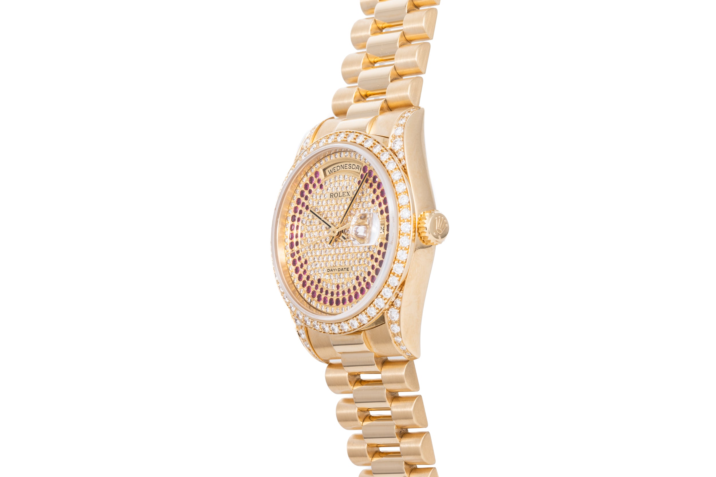 Rolex Day-Date 'Pave Diamond Ruby String Dial' – Analog:Shift